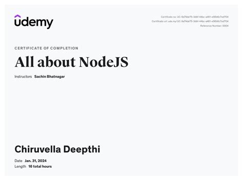 Deepthi Chiruvella On Linkedin Udemy Course Completion Certificate