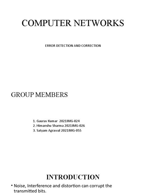 Computer Networks Error Detection And Correction Pdf Error Detection And Correction