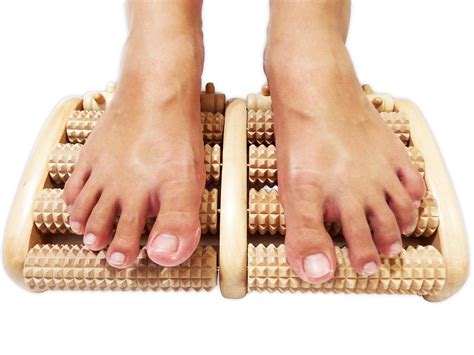 Theraflow Dual Foot Wooden Massager Roller Large Relieve Plantar