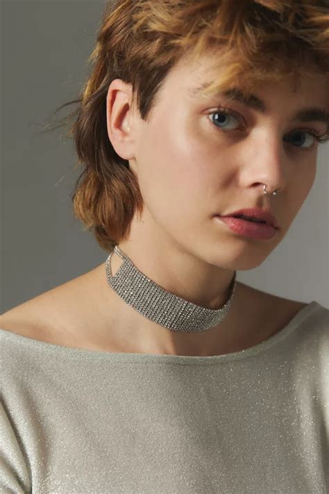 Statement Rhinestone Mesh Choker Necklace Urban Outfitters