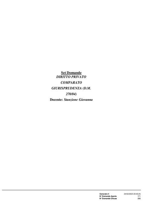 Paniere Diritto Privato Comparato Profssa Stanzione Giovanna Panieri