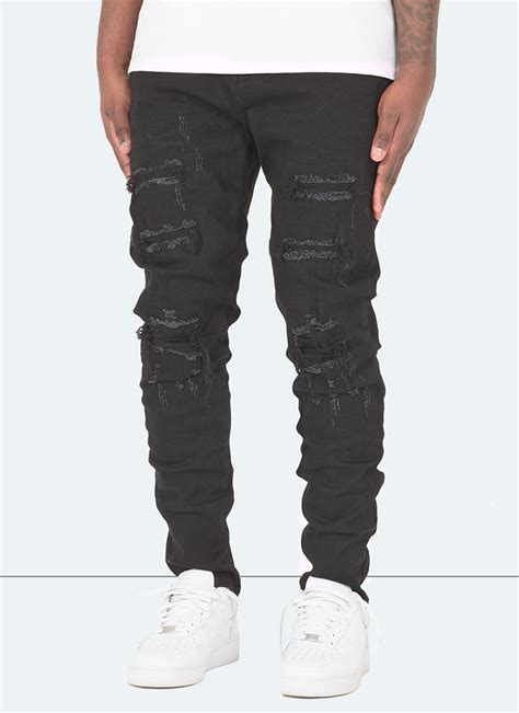 Ripped And Repaired Jeans Black N V L T Y