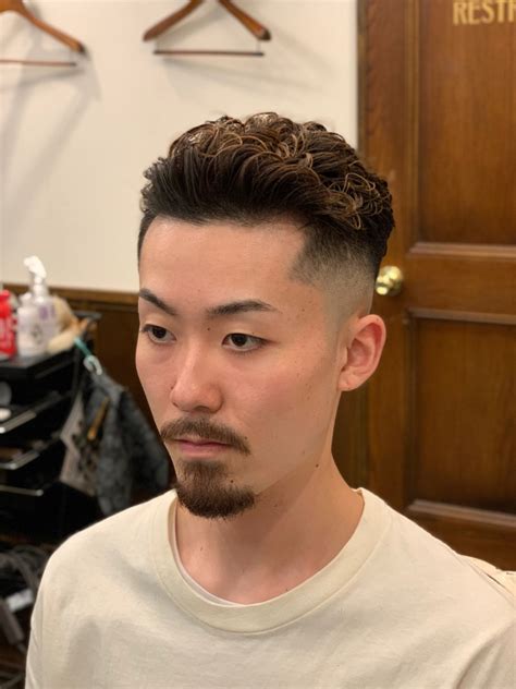 フェード×パーマ×オールバック｜ヘアカタログ｜高級理容室 床屋 ヒロ銀座ヘアーサロン