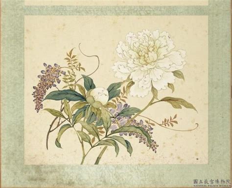 清沈振麟繪十二月花神 冊 芍藥紫藤 3256275 水彩 水墨 水仙