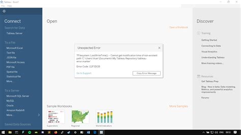 I Installed Tableau Desktop And I Get This Error When I Open Up All I