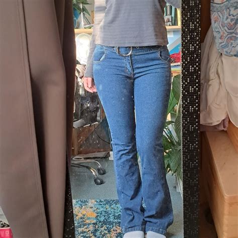 Low Rise Bootcut Denim Jeans With Buckle Depop