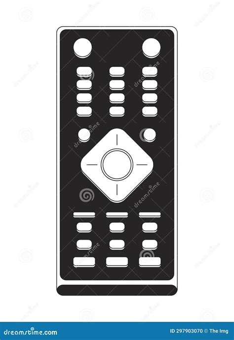 TV Remote Control Buttons Black And White 2D Line Cartoon Object Stock