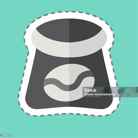 스티커 라인은 커피 콩 스낵을 잘라냅니다 Coffeee 기호와 관련이 있습니다 심플한 디자인 편집 가능 간단한 일러스트레이션 0