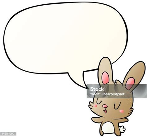 부드러운 그라데이션 스타일의 연설 거품이 있는 귀여운 만화 토끼 귀여운에 대한 스톡 벡터 아트 및 기타 이미지 귀여운 그늘