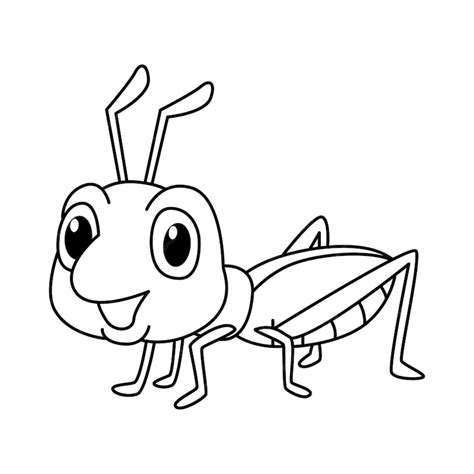 Premium Vector Cute Grasshopper Cartoon Coloring Page Illustration