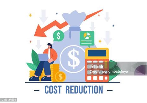 Cost Reduction Vector Illustration Depicting Decrease Price