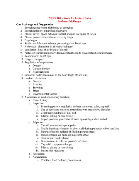 Nurs 100 Week 7 Lecture Notes 1 Nurs 100 Week 7 Lecture Notes