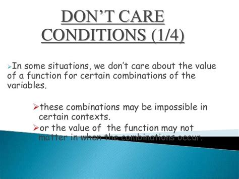 Dont Care Conditions