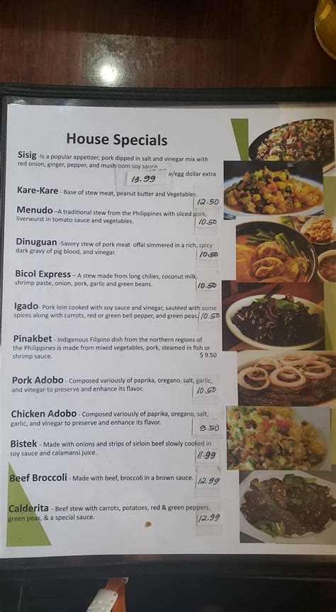 Menu At Ruby Gin Filipino Restaurant Pensacola 2 N Old Corry Field Rd