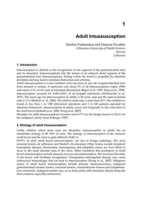 Pdf Adult Intussusception
