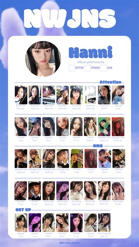 NEWJEANS HANNI ALL KOREAN ALBUM PHOTOCARDS TEMPLATE Photo Card