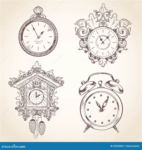 Old Vintage Clock Set Stock Vector Image 45548424