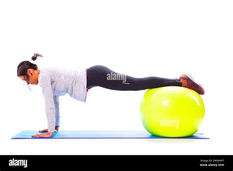 Woman Exercise Ball Push Ups Hi Res Stock Photography And Images Alamy