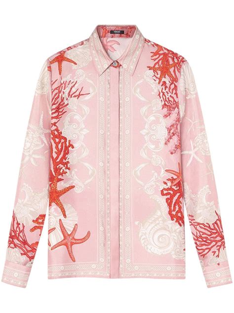 Versace Barocco Sea Silk Shirt Pink Farfetch Qa