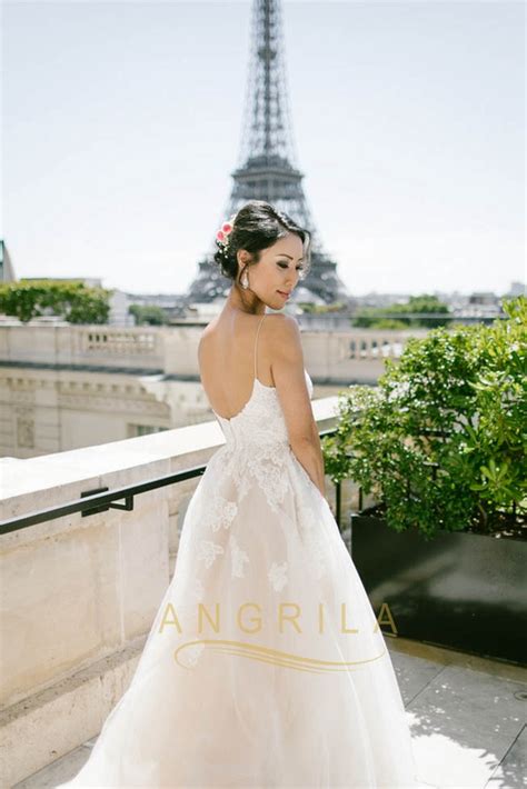 A Lineprincess Spaghetti Straps Lace Applique Wedding Dresses Angrila