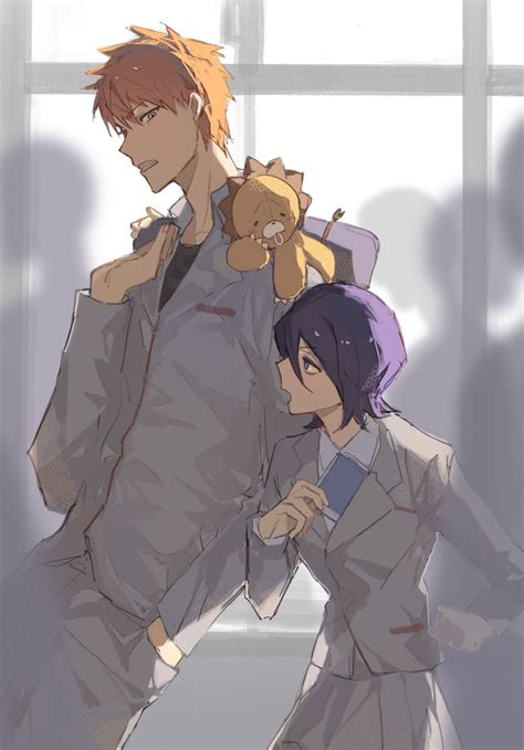 Kuchiki Rukia Kurosaki Ichigo And Kon Bleach Drawn By Noaid Danbooru
