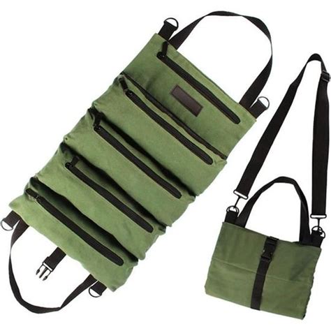 Tissu Oxford Sac À Outils Enroulable Avec 5 Poches Zippées Sacs Porte