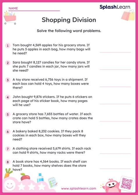 Division Word Problems Worksheets Free And Printable Splashlearn