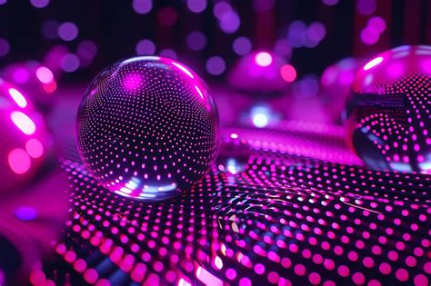 Premium Photo Neon Dot Illusion Spheres On A Dotted Pink Light Matrix