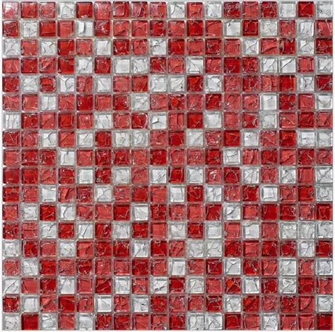 Crackle Red White Glass Wall Tile Mosaic Backsplash Hym027 Glass Mosai