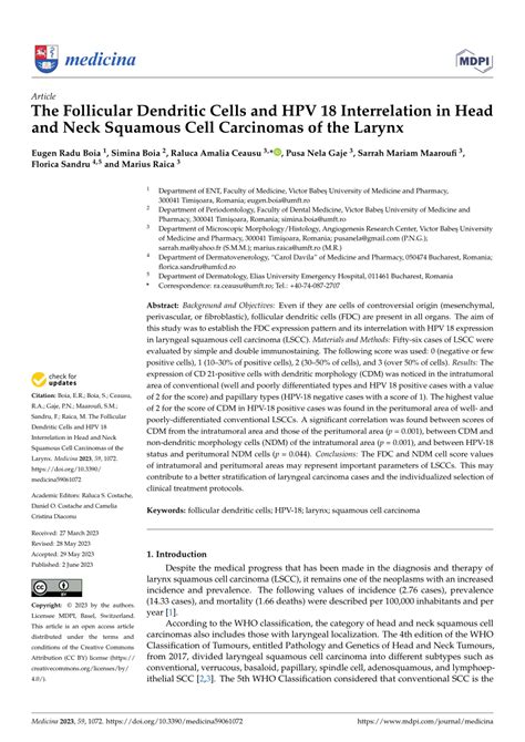 Pdf The Follicular Dendritic Cells And Hpv 18 Interrelation In Head