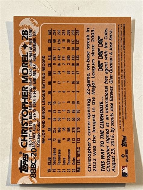 2023 Topps Chrome Christopher Morel Rc 1988 Topps Baseball 88bc 20