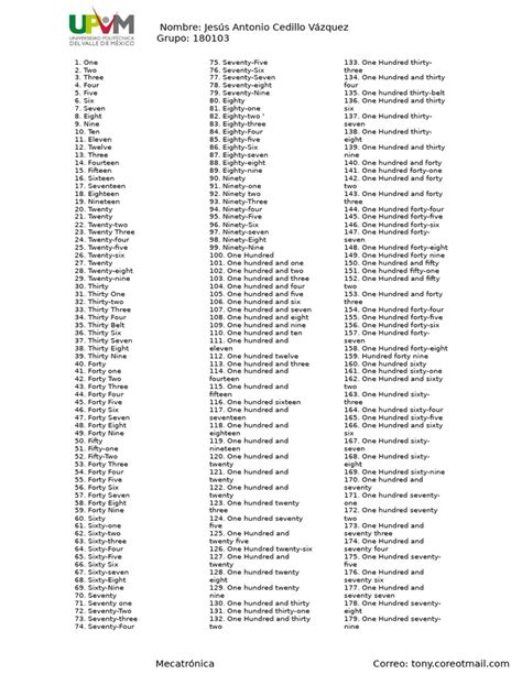 Numeracion 1 1000000 Pdf