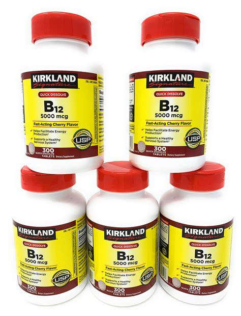 Kirkland Signature Sublingual B 12 5000 Mcg 5 Bottles 300 Tablets