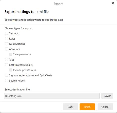 Backup Configuration Settings Only Feature Request EM Client
