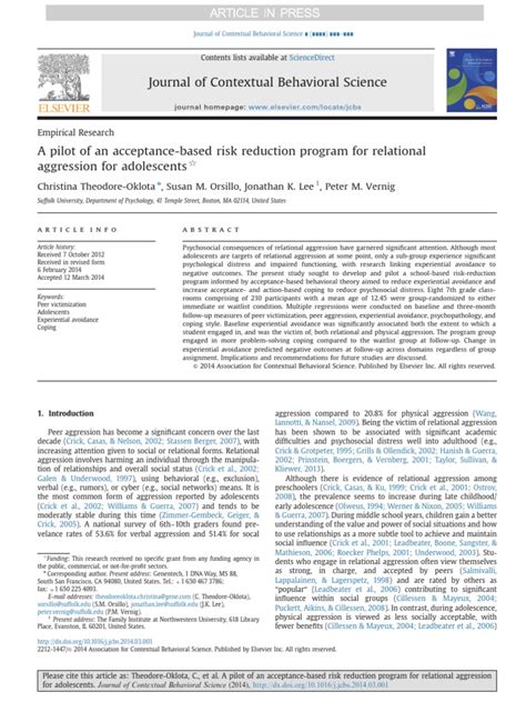 Christina Theodore Oklota Et Al A Pilot Of An Acceptance Based Risk