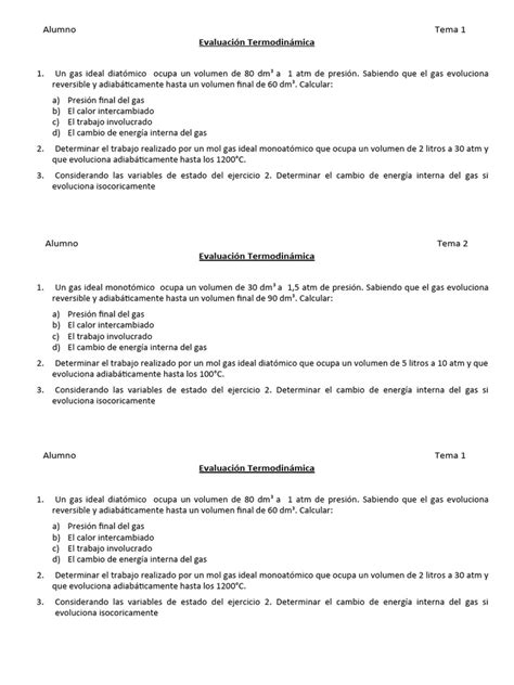 Examen Termodinamica 2023 2da Parte Pdf Gases Termodinámica