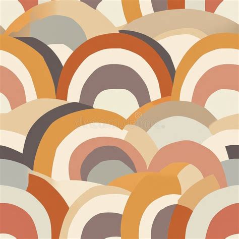 A Retro Inspired Circle Pattern With Large Overlapping Rings In Warm Earthy Tones Creating A
