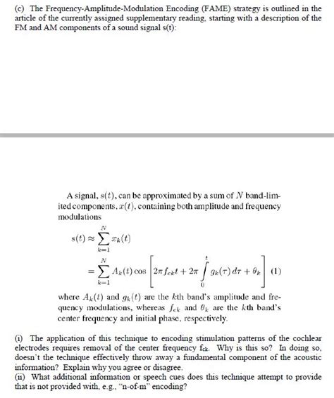 Solved The Frequency Amplitude Modulation Encoding Fame
