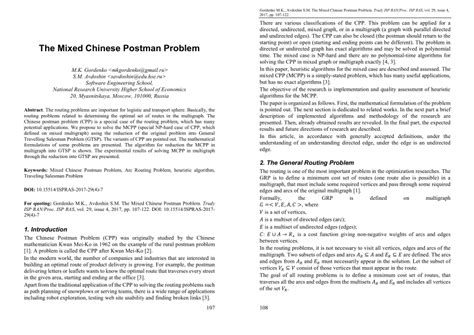 Pdf The Mixed Chinese Postman Problem