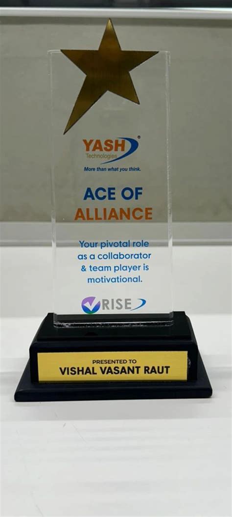 Vishal Raut On Linkedin Thank You Yash Technologies For Recognising My
