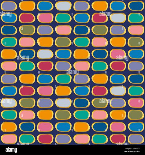 Abstract Mosaic Background Seamless Pattern Gems In Gold Grid Vector Illustration Isolated