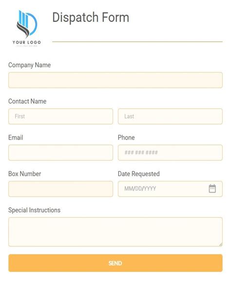 Free Online Dispatch Form Template 123formbuilder