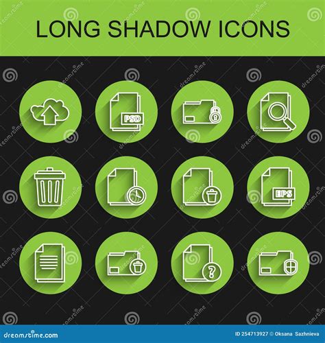 Set Line Document Delete Folder Cloud Upload Unknown Document Protection With Clock Eps