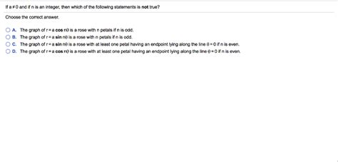 Solved If A And If N Is An Integer Then Which Of The Chegg