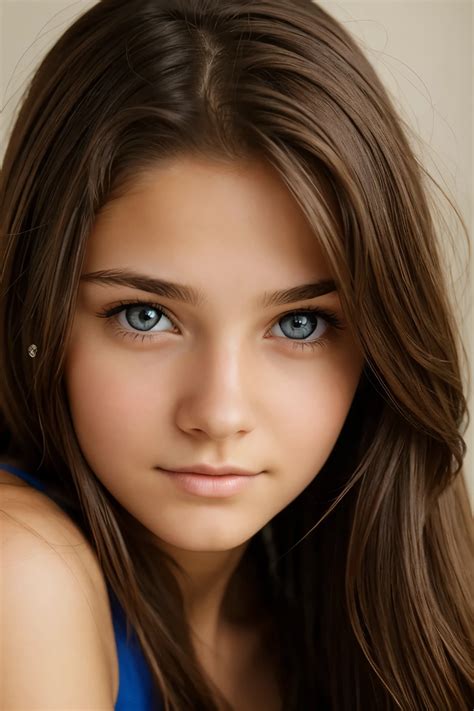 A Close Up Of A Young Woman With Long Brown Hair Seaart Ai