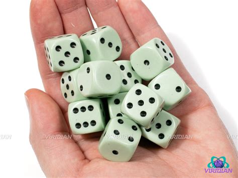 Opaque Pastel Green And Black Acrylic D6 Set 12 Chessex Viridian Dice