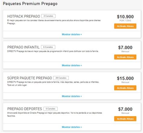 Activar Paquetes Premium En Directv Prepago Directv Colombia