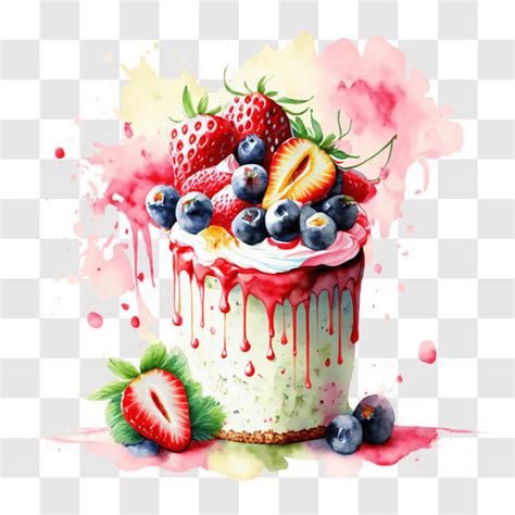 Baixe Bolo De Frutas Colorido Salpicos De Tinta PNGs Creative Fabrica