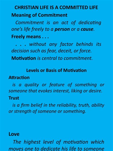 Meaning Of Commitment First Topic Pdf