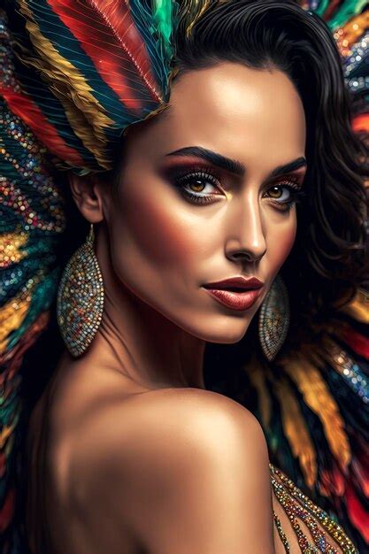 Premium Photo Attractive Samba Dancer Brazilian Carnival Generative Ai